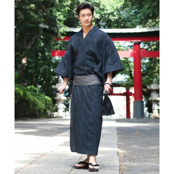 型番：spu12407ブランド：スプートニクス商品名：浴衣 メンズ しじら浴衣 ワンタッチ帯 下駄 扇子 巾着 5点セットカラー：絣-A/黒縞-B/濃紺絣-C/うす墨-E/紺-F/生成-J/黒-L/刺し子-M/青藍-O/紺縞-P/黒絣-1/...