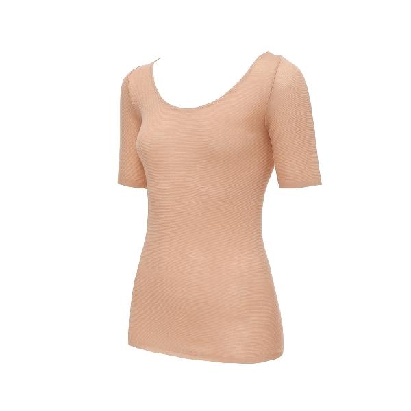 型番：10213612_1ブランド：トリンプ商品名：薄くて軽いインナー 5170 3分袖トップ LLカラー：00MEベージュ/0004ブラック