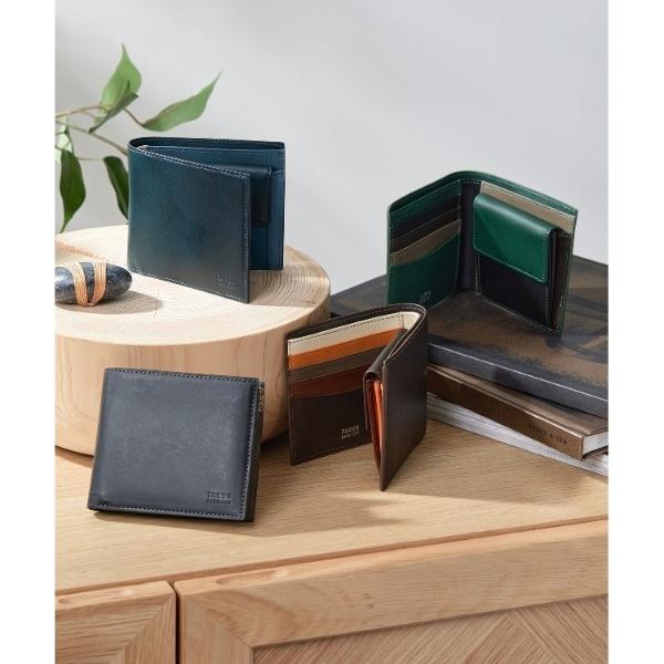 型番：07001532ブランド：タケオキクチ商品名：アンティーク調レザー 2つ折り財布カラー：ブラック（５１９）/ダークブラウン（５４３）/ネイビー（５９３）/グリーン（５２４）