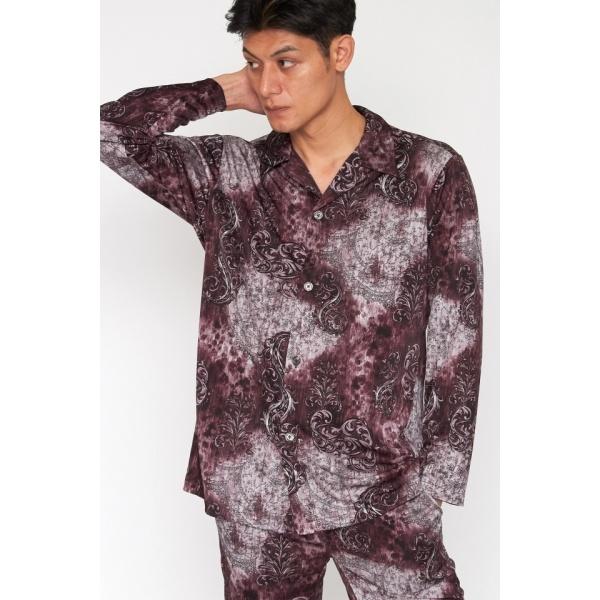 型番：2001508ブランド：トルネードマート商品名：R by TORNADO MART∴バロックレオパードプリントラウンジシャツ［セットアップ可］カラー：ボルドー/ネイビー