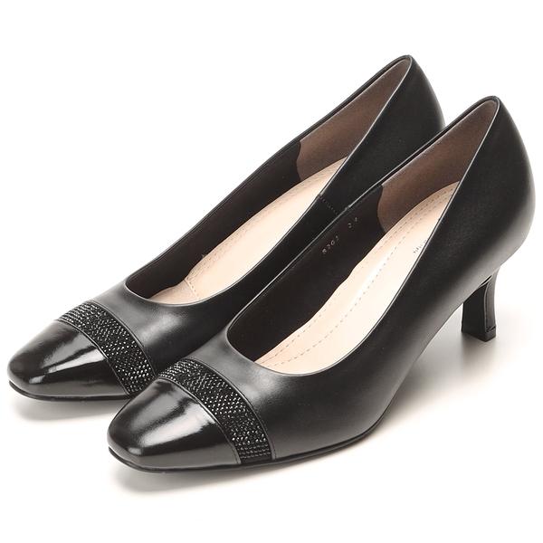 型番：478201ブランド：ユニティー商品名：スクエアトゥ素材コンビパンプスカラー：ブラックコンビ