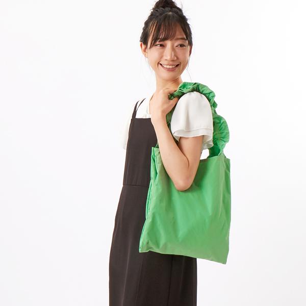 型番：C7856ブランド：カシェリエ商品名：FRILL HANDLE DOUBLE TOTE / Sカラー：GREEN/MUSTARD/GREIGE