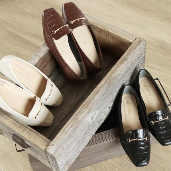 型番：mg1023-4Eブランド：マシュガール商品名：【4E幅広・大きいサイズ】ビット付きローファーパンプスカラー：ブラック(BLK)/ダークブラウン(DBR)/アイボリー(IV)