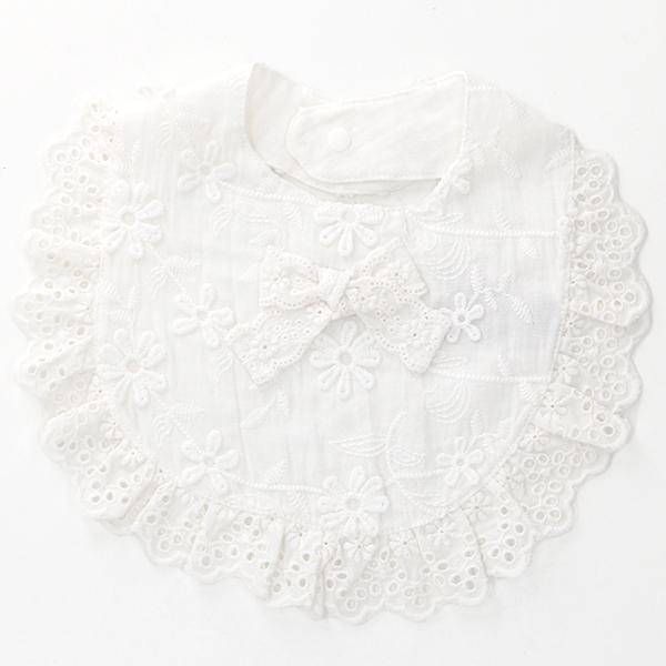 型番：00001431ブランド：ハッカキッズ＆ベビー商品名：［ベビー］リボン付きレーススタイカラー：オフホワイト