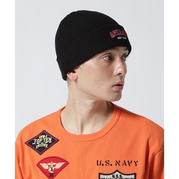 型番：7833974003ブランド：アヴィレックス商品名：LOGO WATCH CAP ／ ロゴ ワッチ キャップ ／ ビーニー ／ AVIREX ／ アヴィカラー：ブラック/グレー/オフホワイト3/ブラウン/ブルー/グリーン/オレンジ/マ...