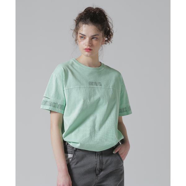 型番：7833934602ブランド：アヴィレックス商品名：FADE WASH CUFFS OPEN EMBROIDERY T-SHIRT／フェイドウォッシュカラー：オフホワイト3/イエロー/ピンク/オレンジ/チャコール/チャコールカモ1/ミ...