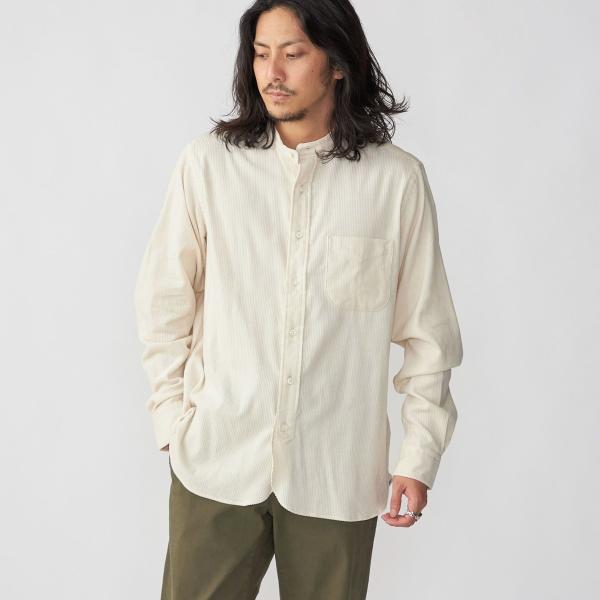 型番：111180174ブランド：シップス商品名：【SHIPS別注】IKE BEHAR: ワイドコーデュロイ バンドカラーシャツカラー：オフホワイト/ブラック