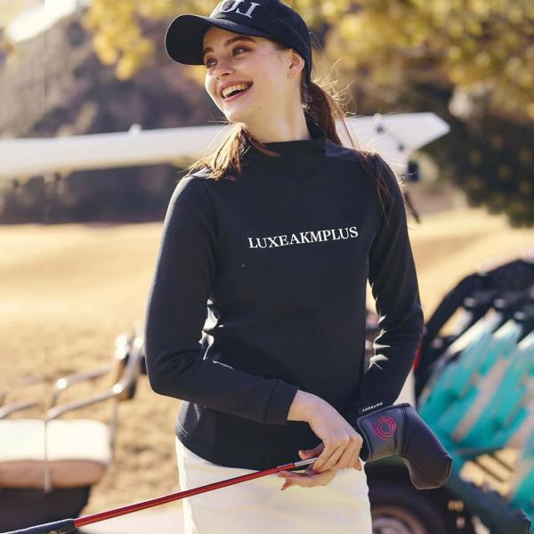 型番：LATL-23020ブランド：リュクスエイケイエムプラス商品名：LUXE AKM PLUS ゴルフ ウィンドプルーフモックネックTシャツカラー：black/white