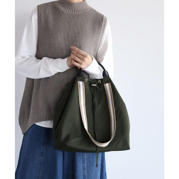 型番：255100100ブランド：ヌエール商品名：WEBmall限定カラー ラインテープ2WAY巾着トートバッグカラー：カーキ/ダークイエロー/ネイビー