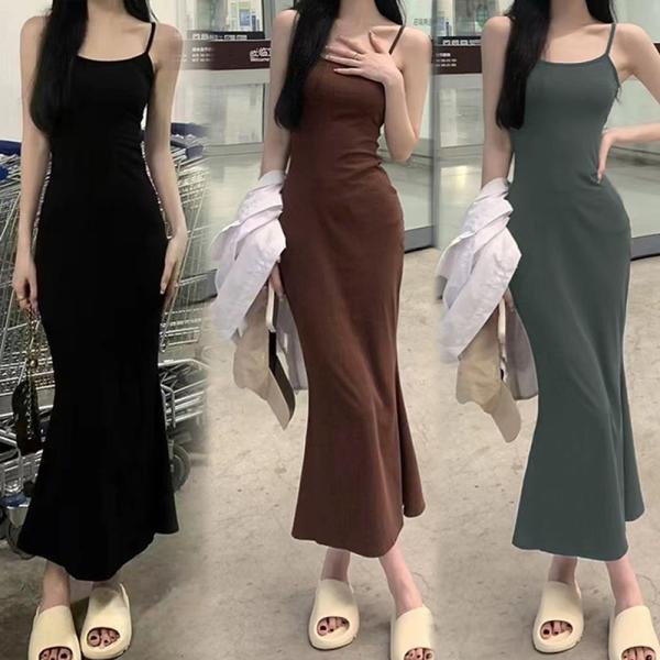 型番：2XIAOBEI-001ブランド：ミニミニストア商品名：キャミワンピースロング丈ボディコンワンピカラー：ブラック/ブラウン/ダークグレー