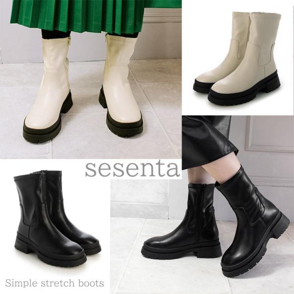 型番：9882342ブランド：グリッターセレクト商品名：【お買い得】sesenta ツートーンストレッチブーツカラー：アイボリー/ブラック