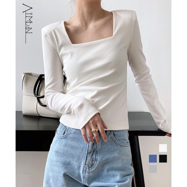 型番：AMYX-86033ブランド：アイモン商品名：スクエアネック カットソー レディースカラー：ブラック/デニムブルー/ホワイト/グレー