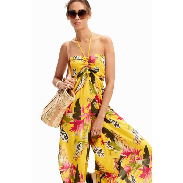 型番：24SWMW22ブランド：デシグアル商品名：トロピカル ホルターネック ロングオールインワンカラー：イエロー