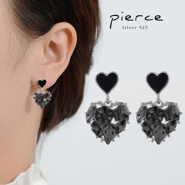型番：2BOYU-001ブランド：ミニミニストア商品名：ハートピアス 韓国風 レディース黒ピアスカラー：ブラック