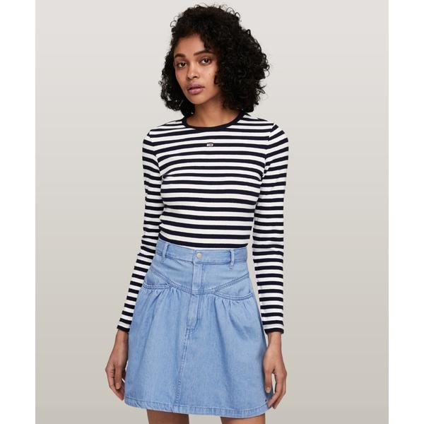 型番：DW17886ブランド：トミー ジーンズ商品名：TJW ESSENTIAL RIB STRIPE TOP Lカラー：ネイビーＣ１Ｇ/ライトブルーＣ３Ｓ