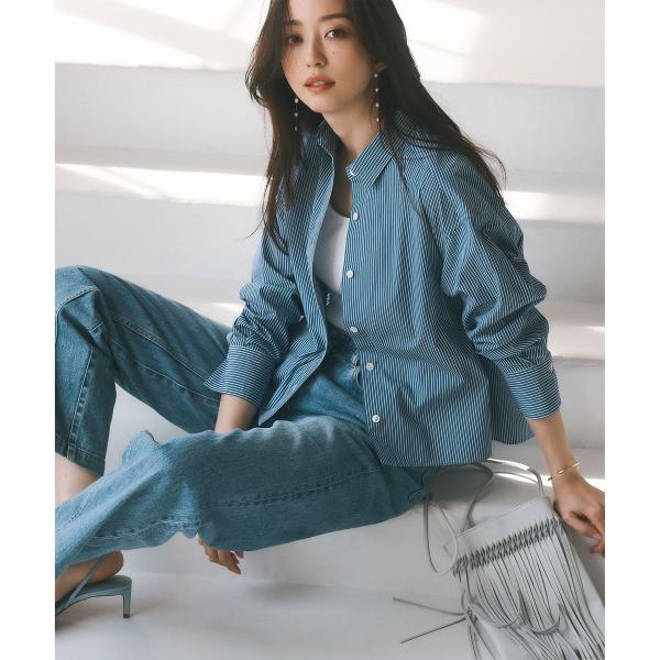 型番：BLWWCM0314ブランド：23区商品名：【Oggi4月号掲載/洗える】CANCLINI クロップド シャツカラー：サックスストライプ/マリンブルーストライプ/[WEB限定]ピンクストライプ/ホワイト系/[WEB限定]ミントストライ...