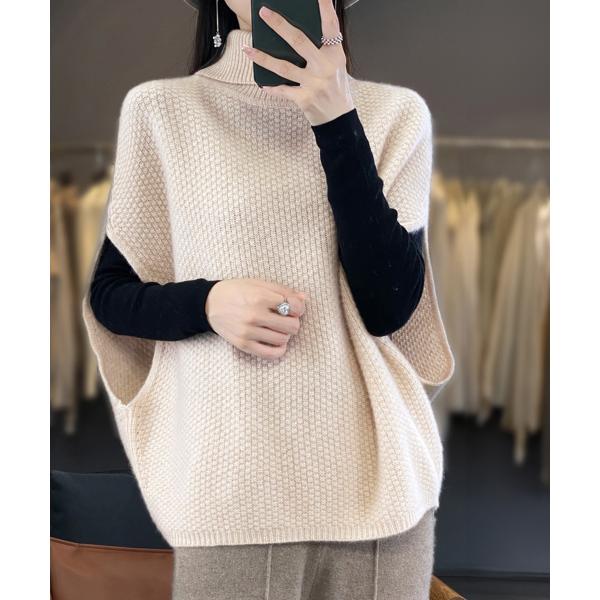 型番：89QIU-001ブランド：ミニミニストア商品名：ニットベスト ジレ タートルネック重ね着カラー：ライトベージュ/ブラック/ライトブラウン/レッド