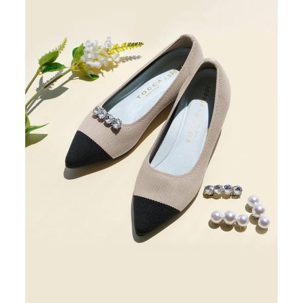 型番：SETZCM0901ブランド：トッカ商品名：【軽量・選べるシュークリップ】steppi×TOCCA BICOLOR POINTED PUMPSカラー：ベージュ×ビジュー/ベージュ×パール