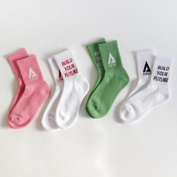 型番：ASF-SOCKS-LOGOブランド：アスファルト商品名：ASFVLT【LOGO SOCKS】ロゴソックス 靴下 23-25cmカラー：ホワイト×ブラック/ホワイト×レッド/ピンク×ホワイト/グリーン×ホワイト