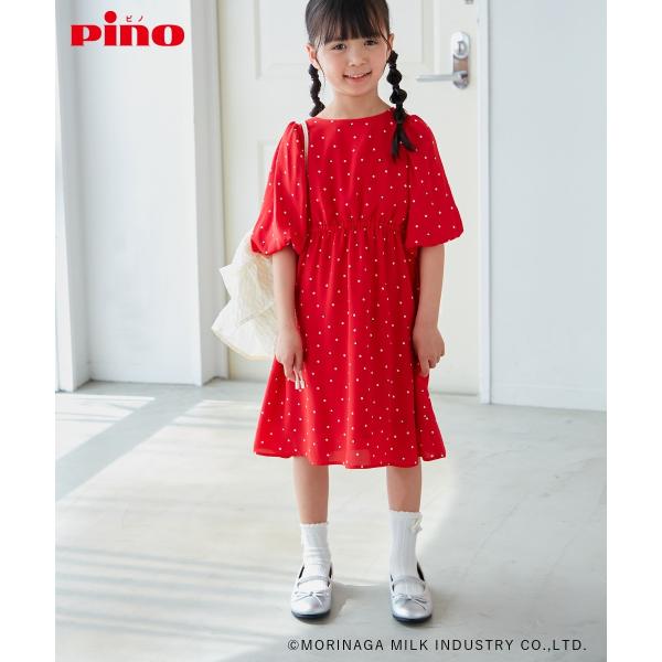 型番：GRE24080ブランド：ロペピクニックキッズ商品名：【KIDS】【Pino meets ROPE' PICNIC】Pinoドットワンピースカラー：ホワイト系（１１）/ダークブラウン（２０）/レッド（６０）