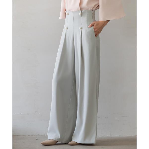 型番：SDP0174Bブランド：セゾン ド パピヨン商品名：【生地リニューアル】フロントパールワイドパンツカラー：ブラック/ブルーグレー/ベージュ/ライトグリーン