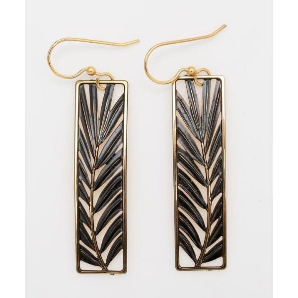 型番：4HLZ6106-2024ブランド：カヒコ商品名：【カヒコ】【LEIGHTON　LAM】ココナッツパームピアスカラー：ブラック×ゴールド/ゴールド