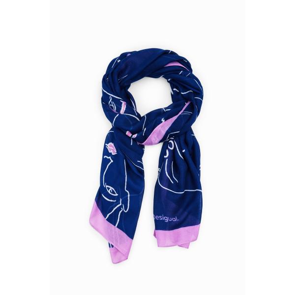 型番：24WAWA26ブランド：デシグアル商品名：FACE IT RECTANGLE 長方形スカーフカラー：ブルー