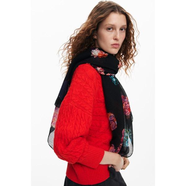 型番：24WAWA41ブランド：デシグアル商品名：REPRISE LACROIX SCRIBBLE 長方形スカーフカラー：グレー/ブラック