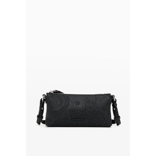 型番：24WAYP20ブランド：デシグアル商品名：刺繍の花が付いたハンドル付き財布カラー：ブラウン/グレー/ブラック