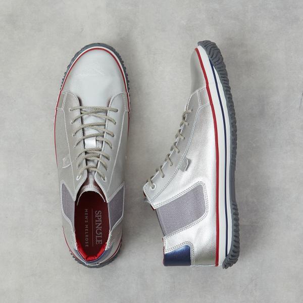 型番：A0444PSH206ブランド：メンズメルローズ商品名：《別注》【SPINGLE/スピングル】MID CUT スニーカーカラー：01シルバー/02チャコールグレー