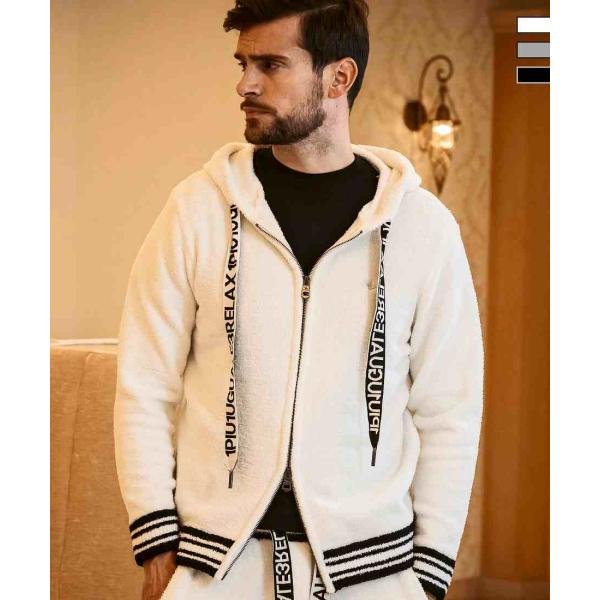 型番：USK-24040ブランド：ウノピゥウノウグァーレトレ リラックス商品名：1PIU1UGUALE3 RELAX 裾ラインニットパーカーカラー：top　gray/black/white