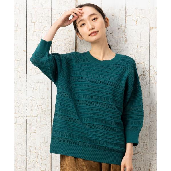 型番：33511242ブランド：サブ ストリート商品名：【大きいサイズ】 9号・15号(M・3L) FONTLAB 2way透かし編みニットカラー：ブラック(00)/テラコッタ(31)/グリーン(60)