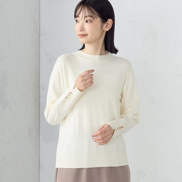 型番：12-74KI05-204ブランド：コムサイズム商品名：袖ボタン　ベーシックニットカラー：ホワイト/ブラック/ベージュ/ブルー