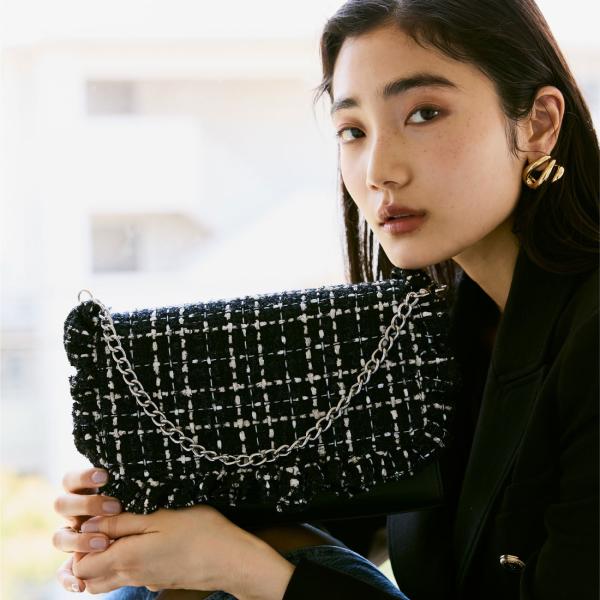 型番：KB4664ブランド：アルテミス by ダイアナ商品名：ストラップ付属3WAY　ツイードクラッチバッグカラー：ブラック(BKF*)/ホワイト(IVF*)/ピンク(PKF*)