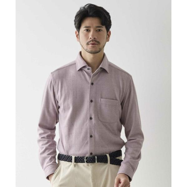 型番：M0843FBC403ブランド：ユニオンステーション商品名：【EFFORTLESS/エフォートレス】ヘリンボン柄ホリゾンタルカラージャージシャツカラー：ラベンダー/オフホワイト/ブルー