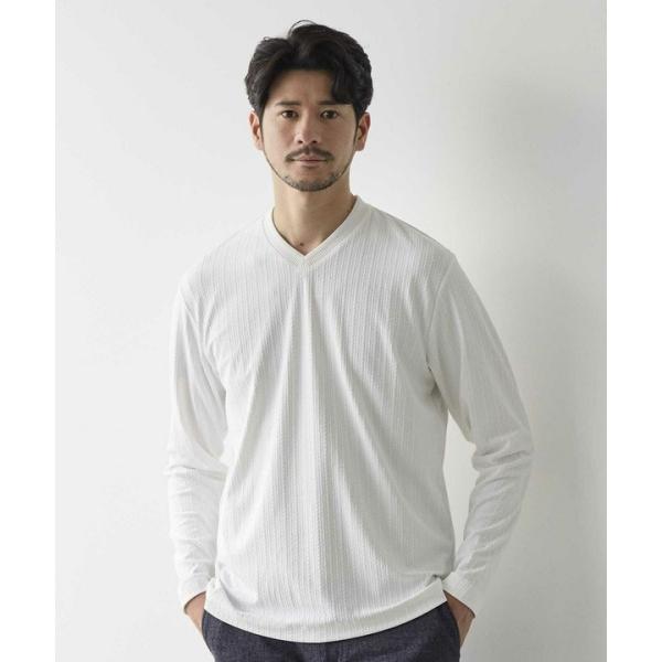 型番：M0843UTR404ブランド：ユニオンステーション商品名：【EFFORTLESS/エフォートレス】シェブロン柄リンクスジャガード リブニットTシャツカラー：ホワイト/チャコールグレー/ブラック