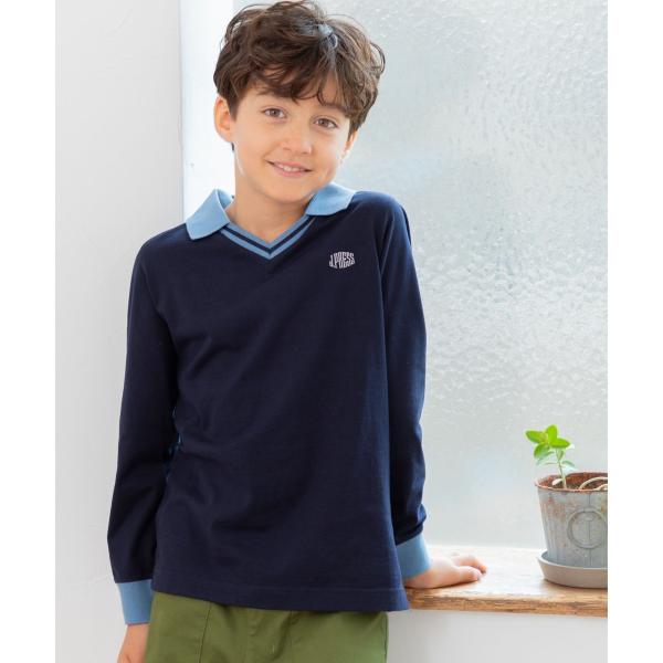 型番：PLJPCA0504ブランド：Ｊプレス商品名：【110-130cm】40/2天竺襟付き Vネック ポロシャツカラー：ライトグレー系/ネイビー系