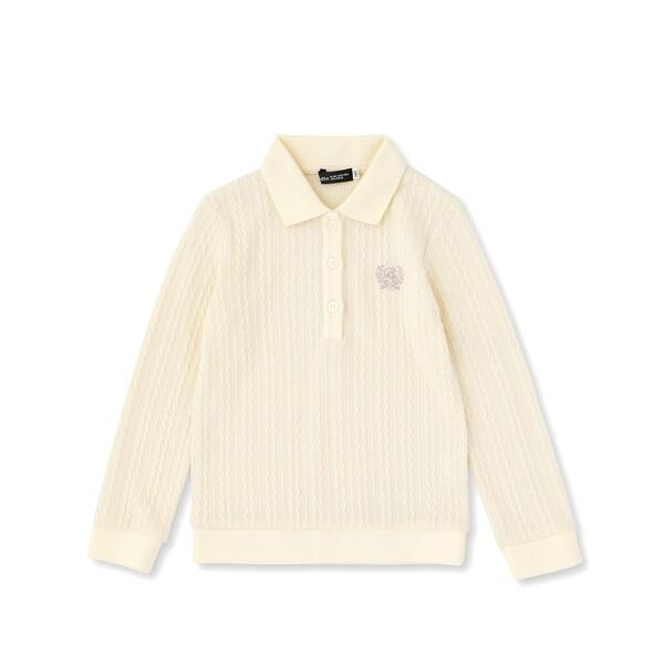 型番：1108-67003ブランド：ベベ商品名：ケーブルジャガードニットポロ(90~160cm)カラー：オフホワイト