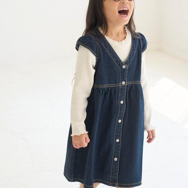 型番：GRE64020ブランド：ロペピクニックキッズ商品名：【親子リンク】デニムワンピースカラー：コンメイン/サックス