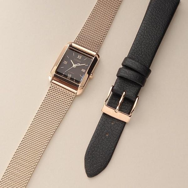 型番：40521029ブランド：ココシュニック商品名：RG シチズンL別注モデル スクエア チェンジャブルウォッチ（ブラック）カラー：ローズゴールド（１００）