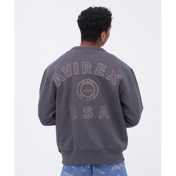 型番：7834232003ブランド：アヴィレックス商品名：VARSITY LOGO CREWNECK SWEAT NYC ／ クルーネック スウェットカラー：ベージュ/サックス1/チャコール