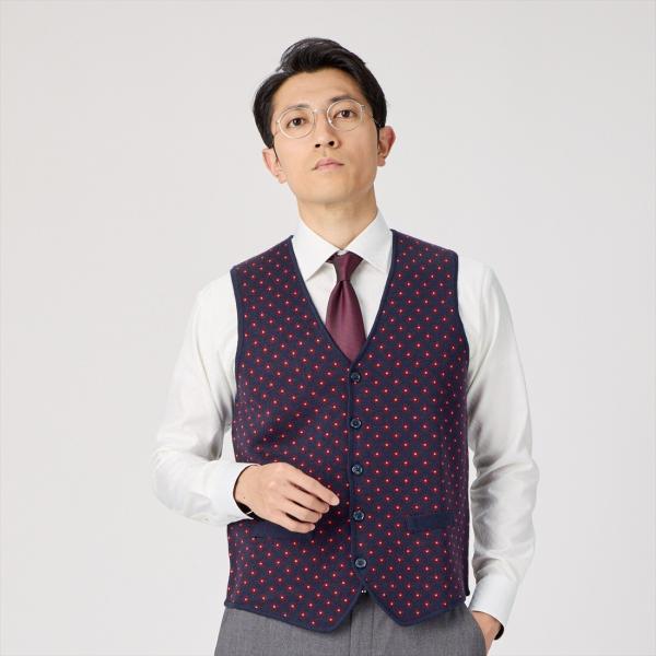 型番：BM05I502DM50X00ブランド：ブリックハウス商品名：小紋ニットジレ メンズカラー：ネイビー×エンジ/ネイビー×カーキ