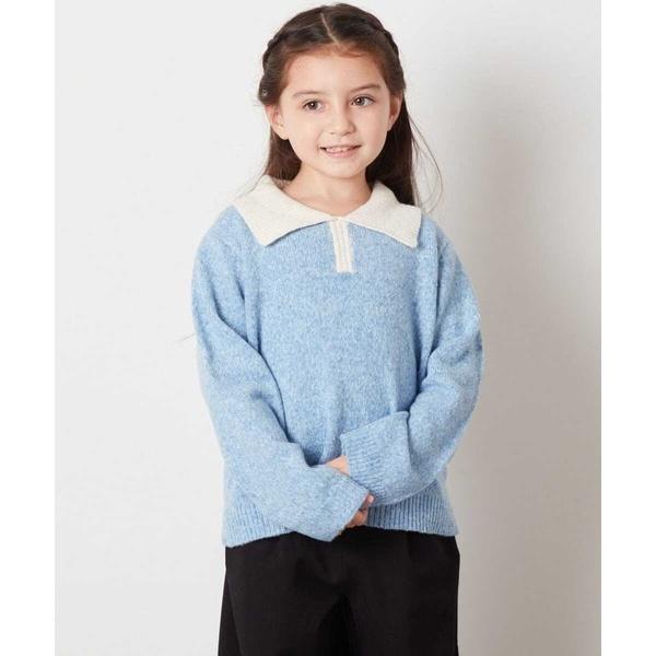 型番：KJFBC66039ブランド：アー・ヴェ・ヴェ商品名：[160]襟付きバイカラーニットカラー：ライトブルー/ライトグレー