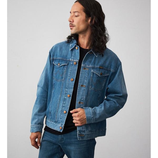 型番：WM1045-0004ブランド：ラングラー商品名：TRUCKER JACKET/デニムジャケット加工カラー：中色ブルー
