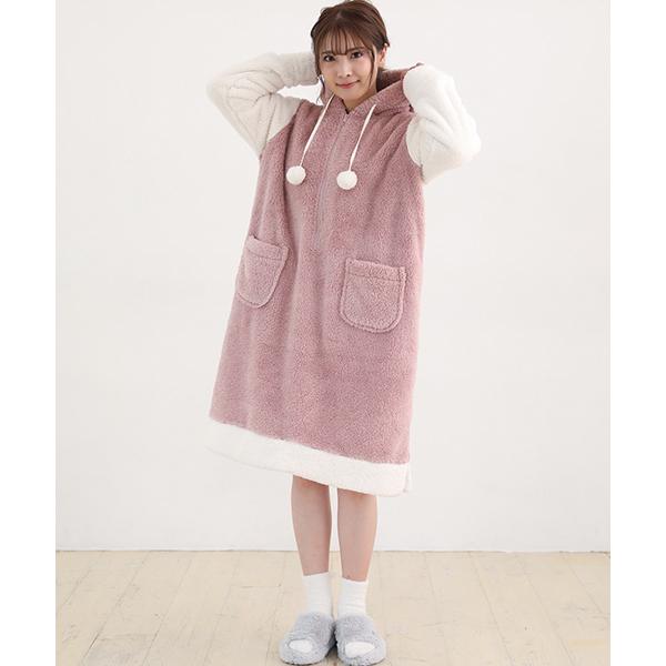 型番：214-8708ブランド：犬印マタニティ＆ベビー商品名：長袖、あったかボアマタニティパーカー | マタニティウェア・授乳服カラー：ピンク/ホワイト/グレー