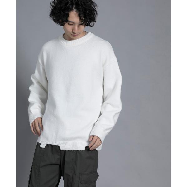 型番：nyh188aブランド：アイモハ商品名：aimoha men Edgy Distressed Hem Sweaterカラー：ブラック/ホワイト/ライトグレー