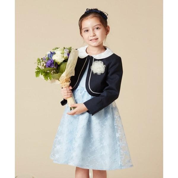 型番：KQECA02129ブランド：アー・ヴェ・ヴェ商品名：[100-130]【結婚式/セレモニー/オケージョン】オーガンジーフラワー刺繍ワンピースカラー：ライトブルー/ラベンダー