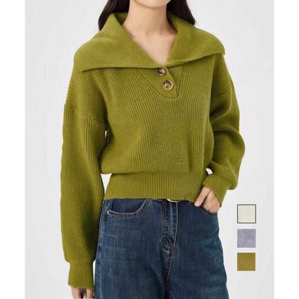 型番：77LEFEI-001ブランド：ミニミニストア商品名：ニットトップス ショート丈 韓国風 秋冬カラー：カーキ/アイボリー/グレー