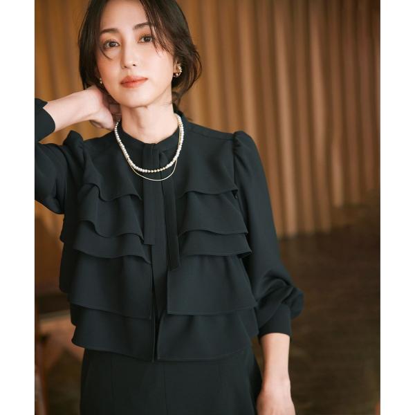 型番：BLWXGS0801ブランド：組曲商品名：【KUMIKYOKU NAVY】コンフォータブルドレープ フリルブラウスカラー：パールホワイト系/サンドベージュ系/ネイビー系