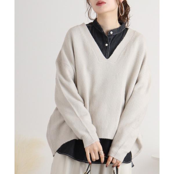 型番：WN-0220ブランド：アットワン商品名：ディープVネックセーターカラー：ライトグレー/ブラック